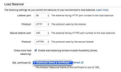 amazon web services ssl certificates on elastic beanstalk default