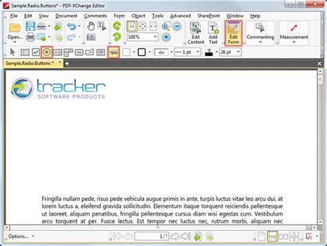 tabs guide view toolbars form toolbar add radio