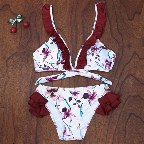 2018 Hot New Sexy Bikinis Set Swimsuit Swimwear Women Shouler