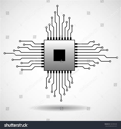 Cpu Microprocessor Microchip Circuit Board Image Vectorielle De Stock