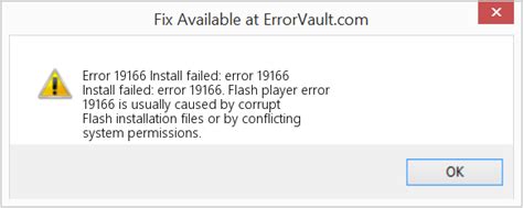 how to fix error 19166 install failed error 19166 install failed