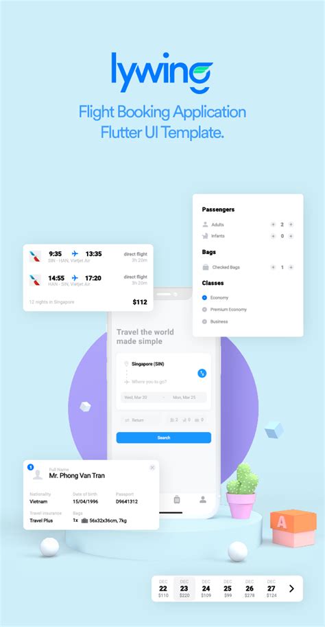codemarket lywing flight booking app flutter ui template