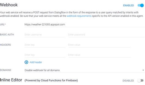 python dialogflow weather webhook connection error