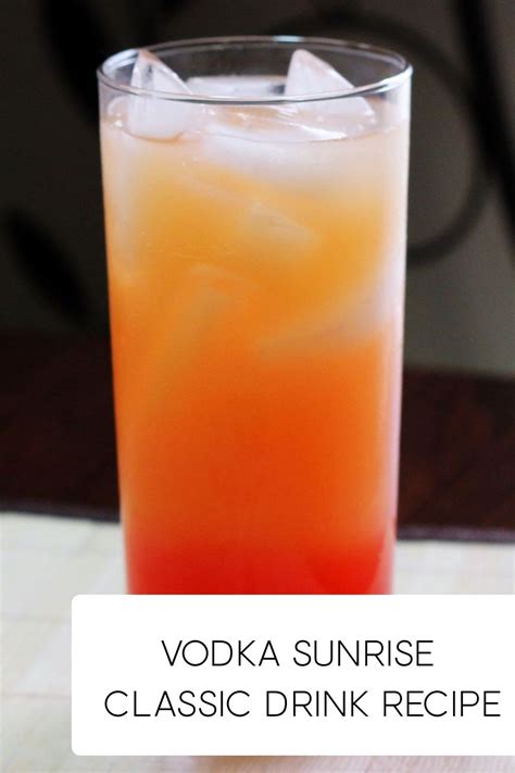 Vodka Sunrise Classic Drink Recipe Vodka Sunrise Orange Juice And