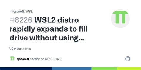 wsl2 distro rapidly expands to fill drive without using space and