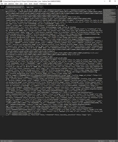 prettify json on sublime hunter s code