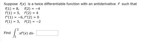 Solved Suppose F X Is A Twice Differentiable Function With