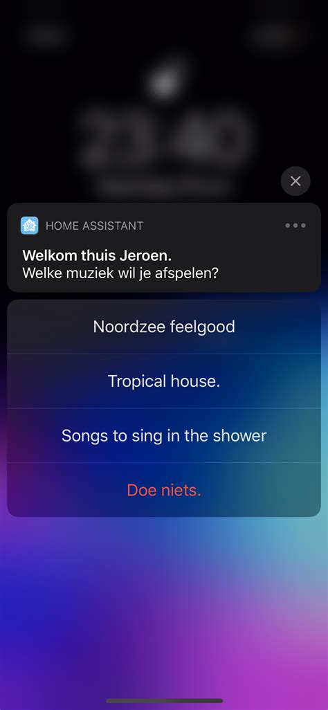 actionable notifications with parameters home assistant companion for
