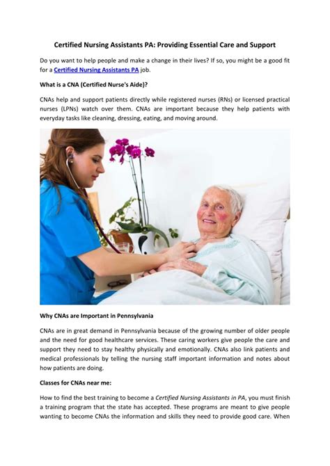 Ppt Certified Nursing Assistants Pa Providing Essential Care And