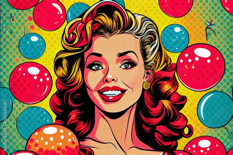 Portrait Von Sexy Pin Up Girl Im Bunten Pop Art Retro Comic Stil