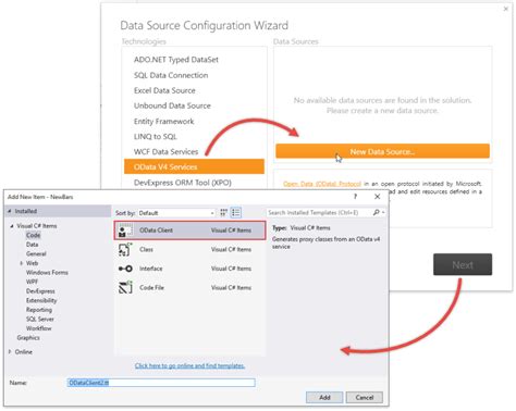binding to odata winforms controls devexpress help