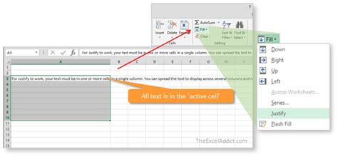 the excel addict instead of using wrap text justify