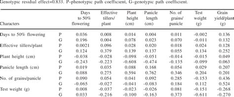 Phenotypic And Genotypic Path Coefficient Analysis Of Yield Traits In