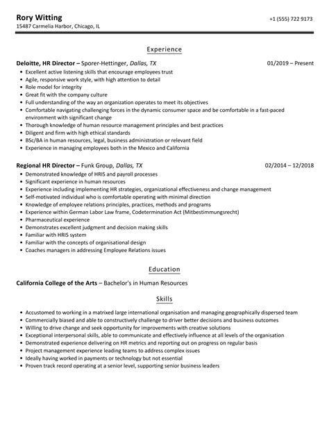 Hr Director Resume Samples Velvet Jobs