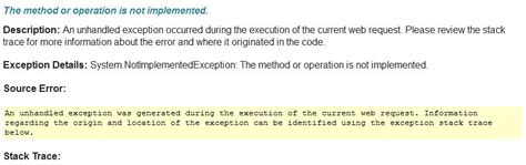 c the method or operation is not implemented error stack overflow