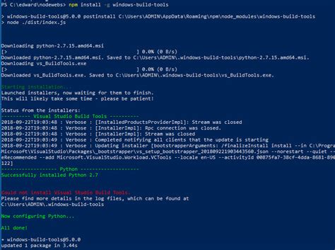 node js npm install fails on windows when better sqlite3 is in the
