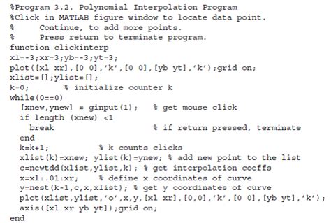 solved write a matlab function polyinterp m that takes as