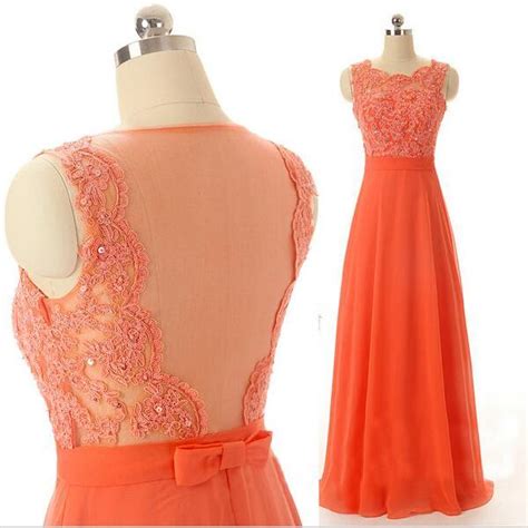 Long Prom Dress Coral Prom Dress Sleeveless Prom Dress Lace Prom