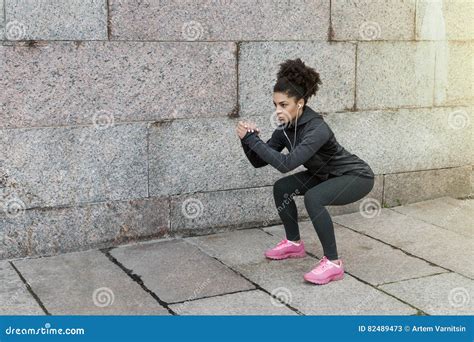 Sporty Woman Doing Warm Up Squat Stock Image Image Of Outdoor