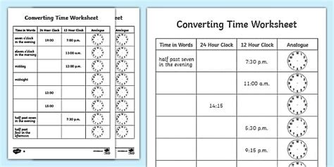 Converting Time 12 Hour To 24 Hour On An Analog Clock Twinkl
