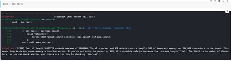 python scispacy maximum length exceeded stack overflow