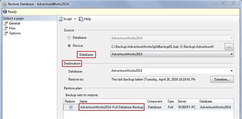 how to create sql server database split backup files