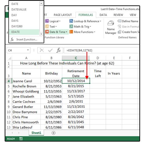 excel date and time functions tutorial edate yearfrac