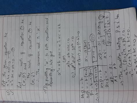If The Quadratic Equation X 2 Bx Ca 0 And X 2 Cx Ab 0 Have A