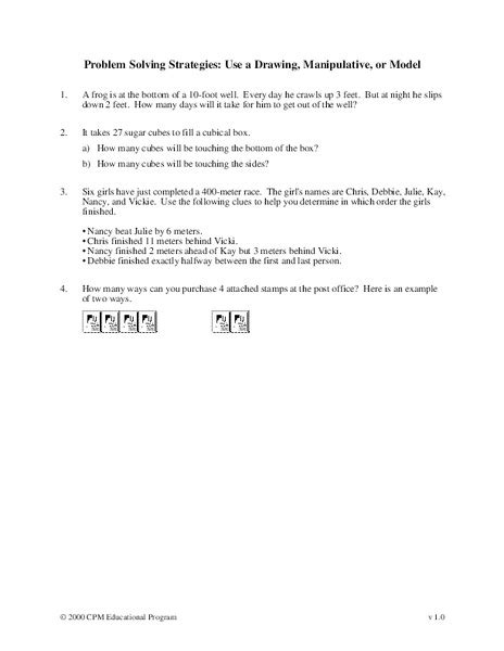 problem solving strategies worksheet for 7th 8th grade lesson planet