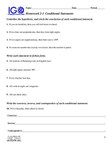 conditional statements worksheet for 9th 10th grade lesson planet