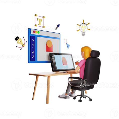 Graphic Designer 3d Character Illustration 15340586 Png