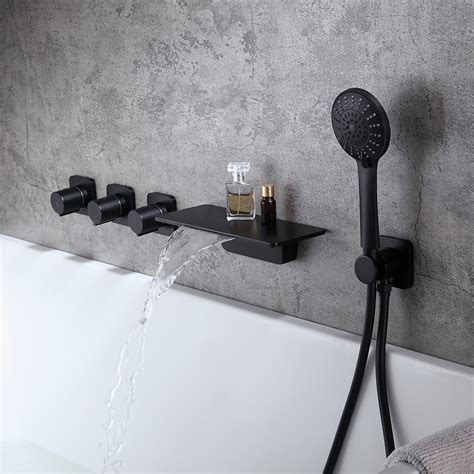 Luxury Modern Stylish Wall Mount Waterfall Bathtub Faucet With Hand