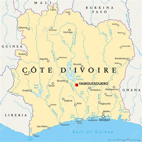 Ivory Coast Political Map Cote Divoire With Capital Yamoussoukro