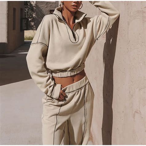 Women Solid Color Tracksuit Two Piece Set 2022 Spring Female Fashion