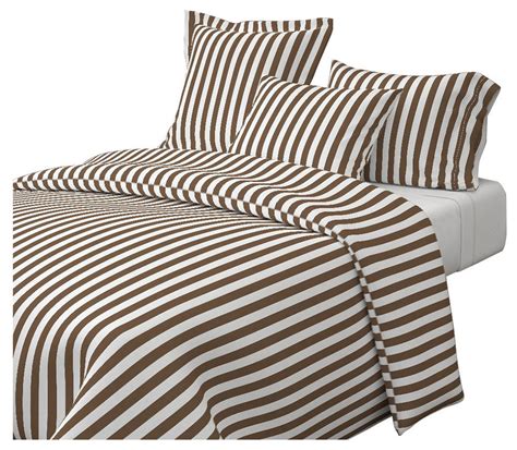 Stripes Vertical Dark Brown And White White Stripes Cotton Duvet Cover