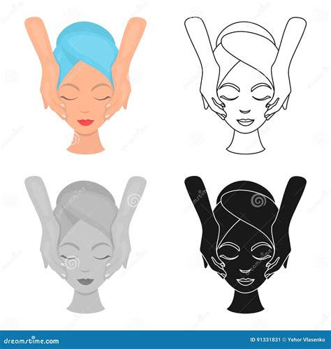 Facial Massage Icon In Cartoon Style Isolated On White Background Skin