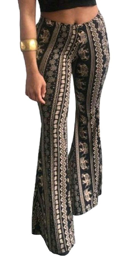 Abetteric Women Flare Leggings Boho Bodycon Long Pants Trousers