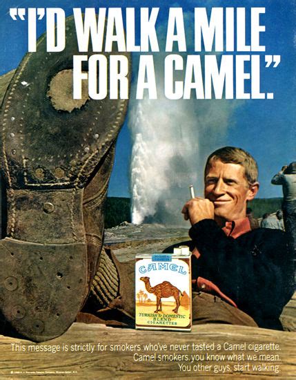 camel id walk a mile 1968 yellowstone np mad men art vintage ad art