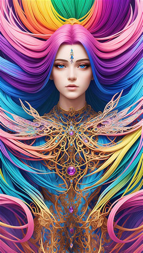 Beautiful Girl With Rainbow Spectrum Color Digital Art By Jim Brey