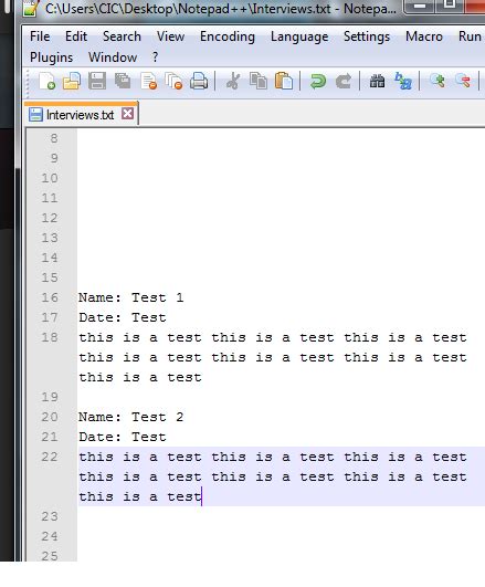 text formatting how to space or control the line numbers in notepad