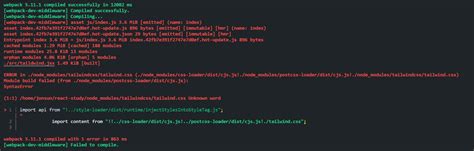 webpack devserver failed to compile error in node