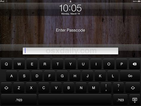 unlock an ios device directly from an external keyboard