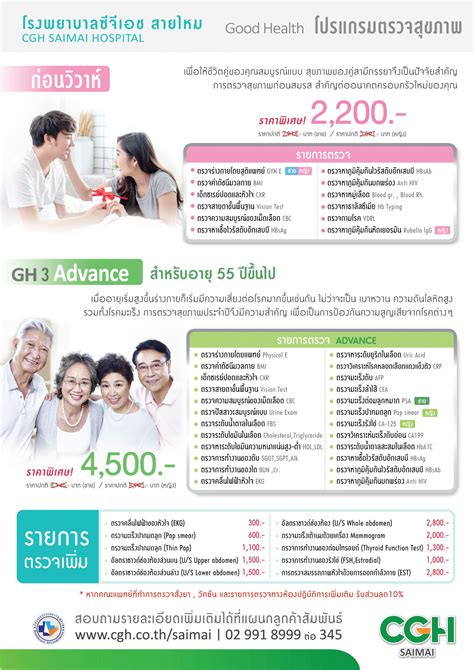 โปรแกรมตรวจสุขภาพประจำปี โรงพยาบาลซีจีเอช สายไหม