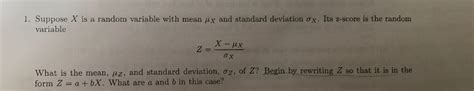 solved suppose x is a random variable with mean μx and st