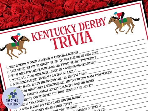Kentucky Derby Game Derby Trivia Kentucky Derby Party Run For The Roses