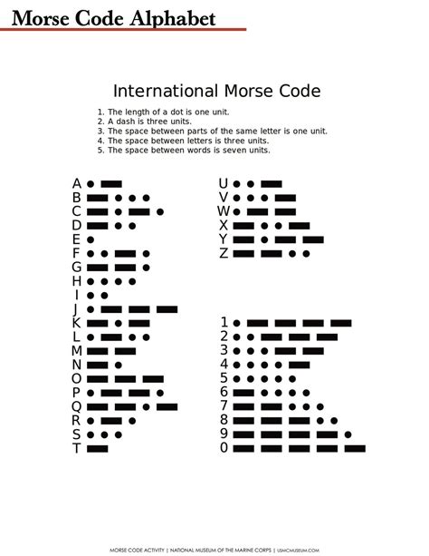 Free Printable Morse Code Charts [pdf Excel]