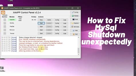 how to solve xampp mysql shutdown unexpectedly youtube