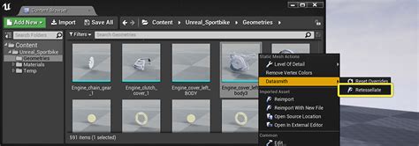 retessellating cad geometry unreal engine documentation