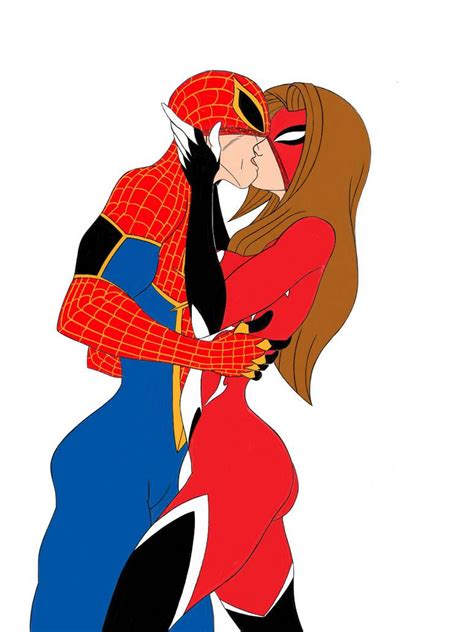 Adult Ult Spider Man And Ult Spider Woman Kiss By Silentmanx On