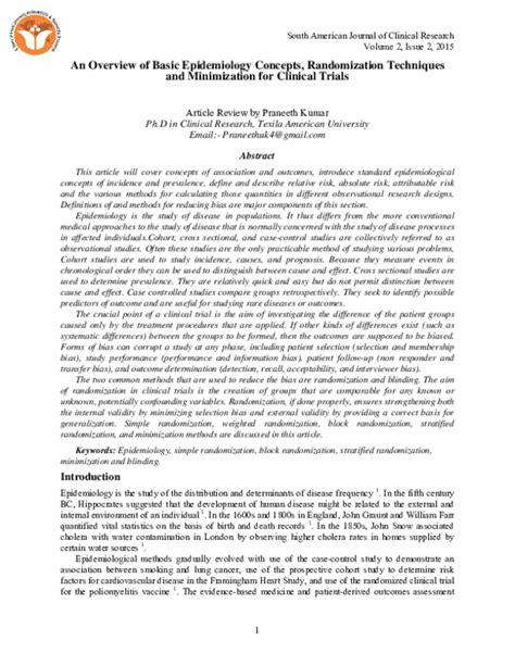 pdf an overview of basic epidemiology concepts randomization